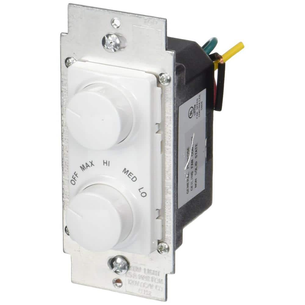 Leviton 1.5 Amp 300-Watt Decora Single Pole Rotary Dimmer and Fan Speed ...