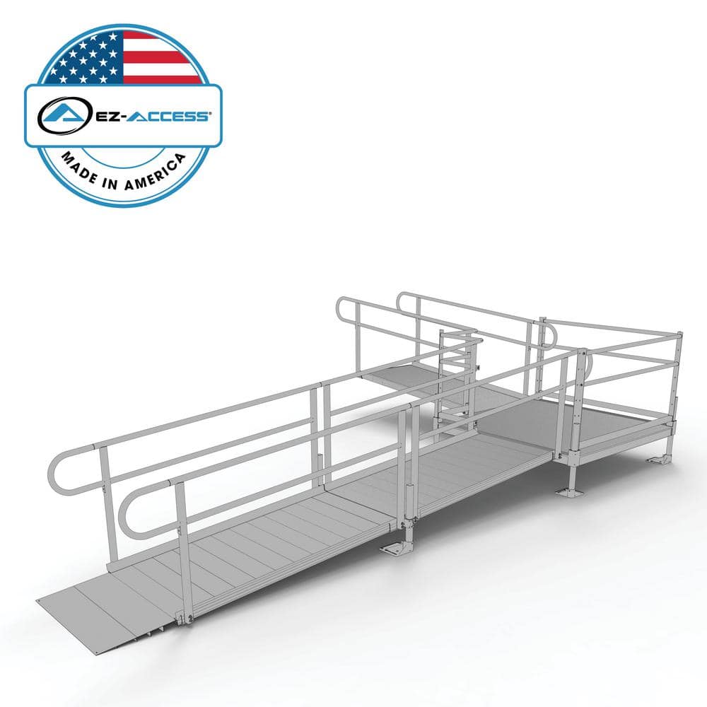 EZ-ACCESS PATHWAY 18 ft. L-Shaped Aluminum Wheelchair Ramp Kit with ...