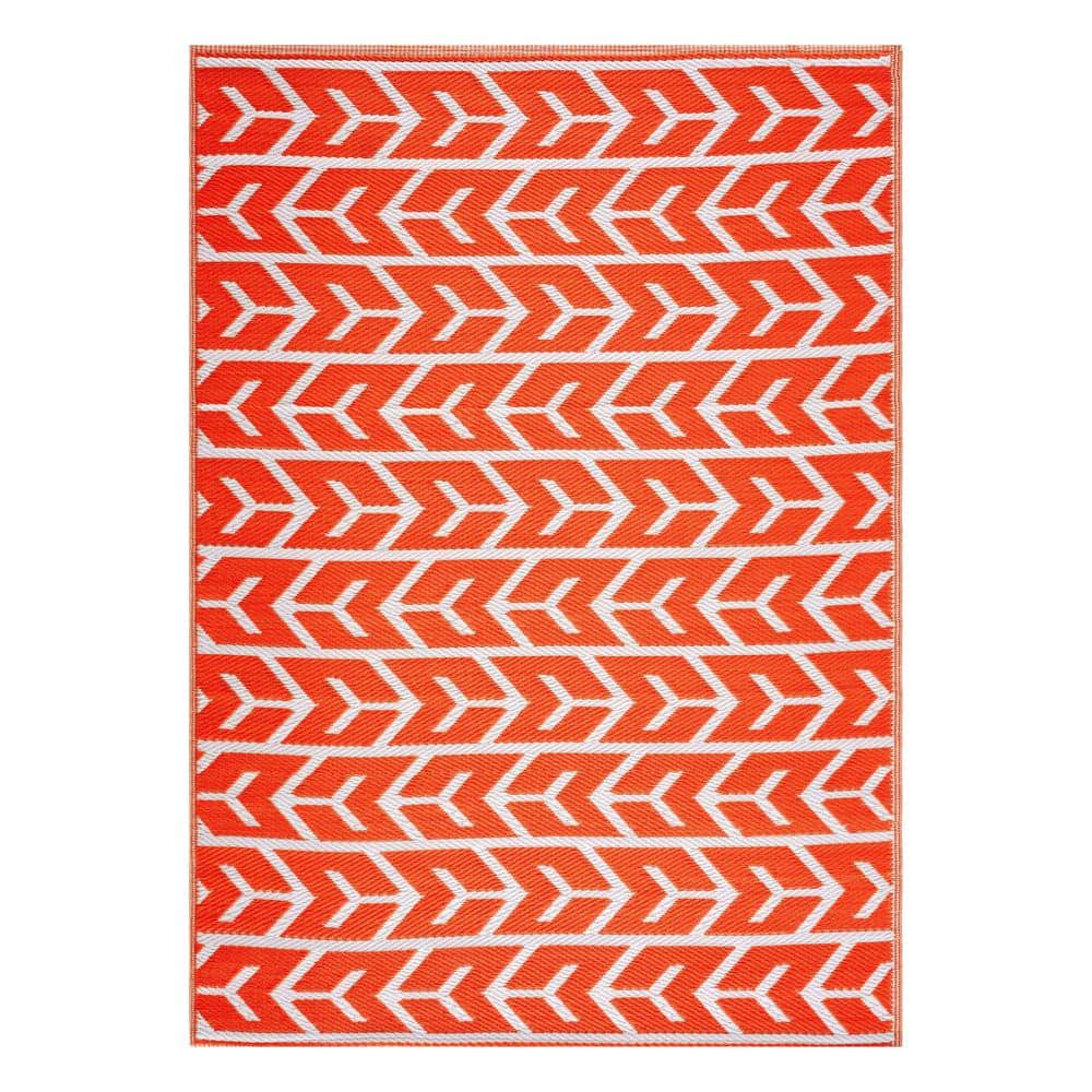 PLAYA RUG Amsterdam Design 8 ft. x 10 ft. Size Orange & White 100% Eco ...