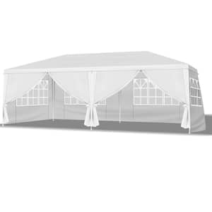 10 ft. x 20 ft. White Wedding Party Outdoor Canopy Tent with 6 ...