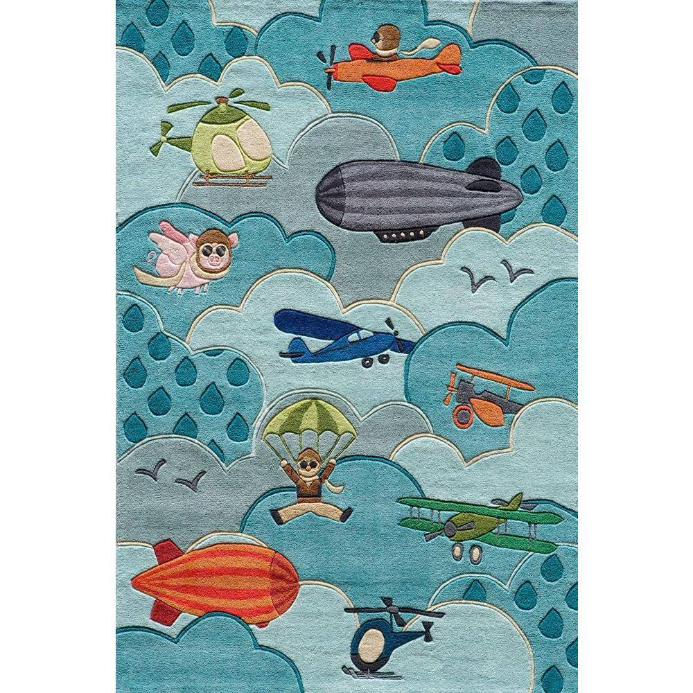 Momeni Caprice Collection Sky Blue 5 ft. x 7 ft. Indoor Area Rug ...