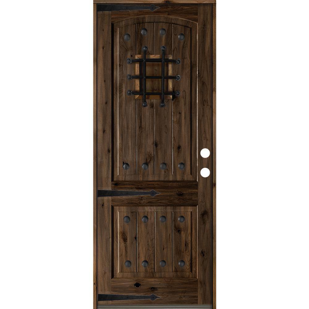 Krosswood Doors 32 in. x 96 in. Mediterranean Knotty Alder Arch Top 2 ...