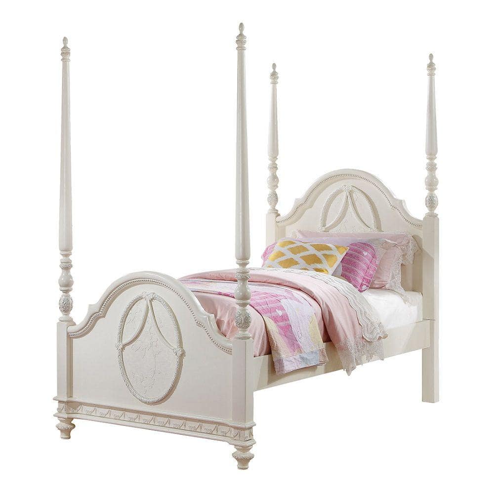Acme Furniture Dorothy White Wood Frame Full Four Poster Bed BD02259F ...