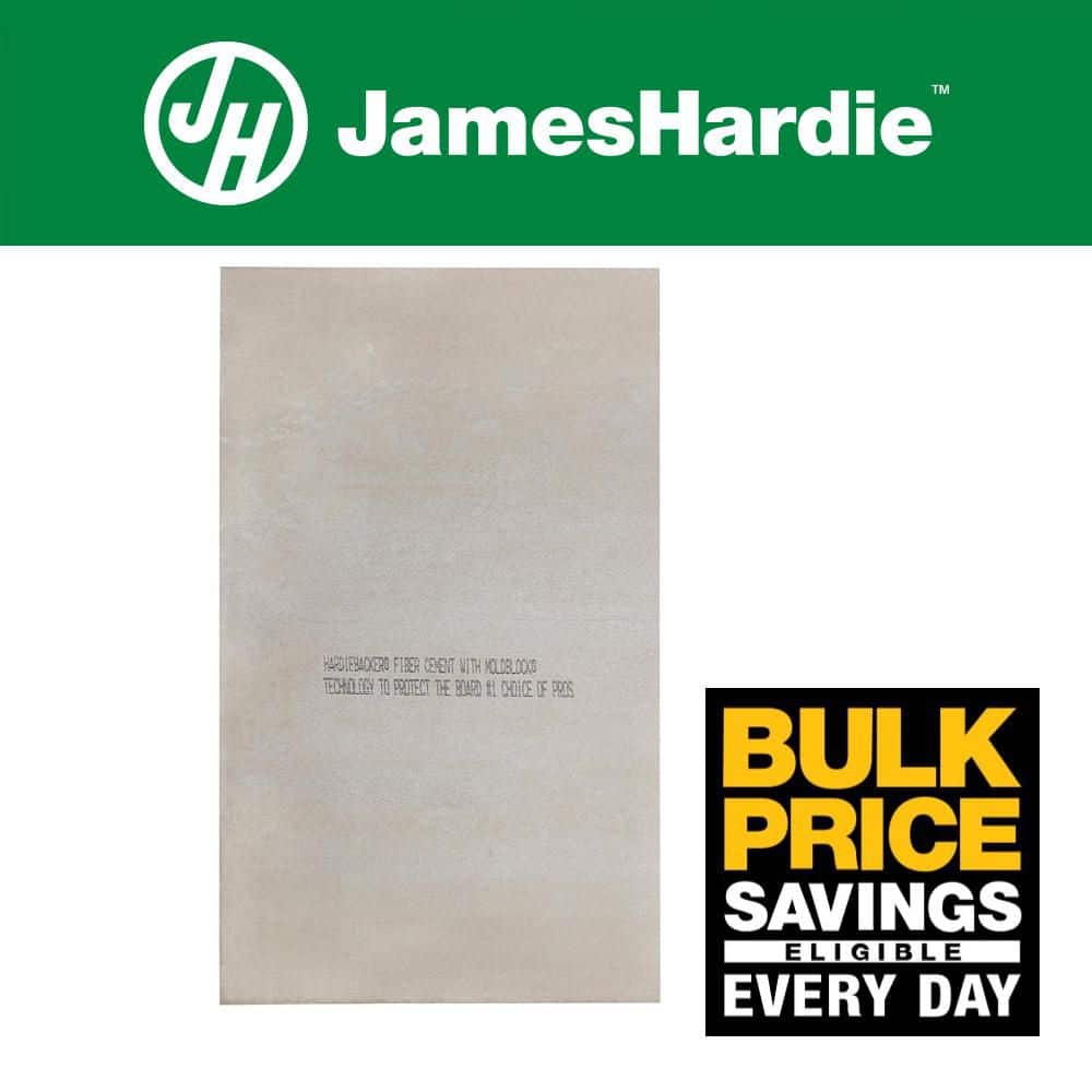 James Hardie HardieBacker 1/2 in. x 3 ft. x 5 ft. Cement Backerboard ...
