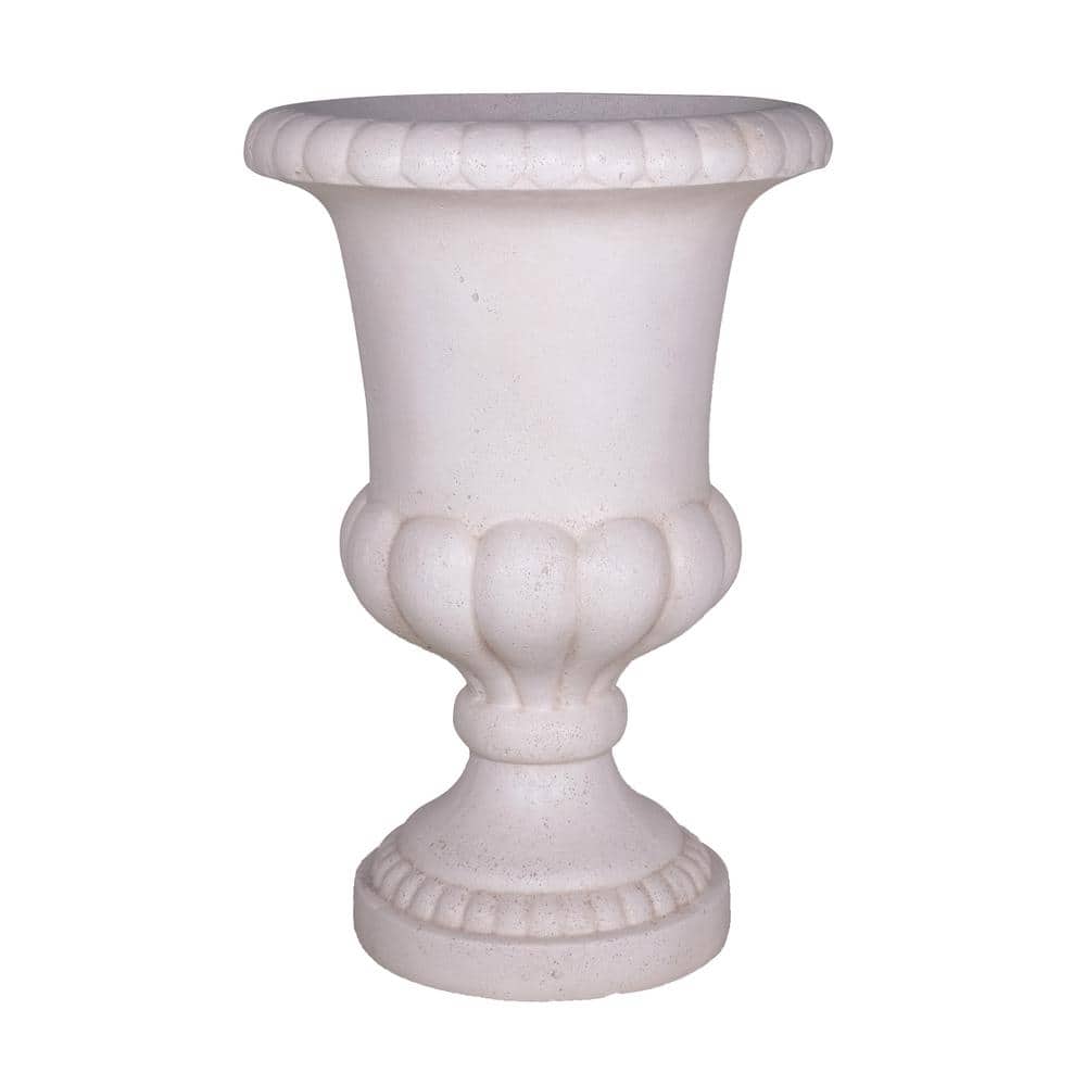 MPG 29 in. H Light Aged White Cast Stone Fiberglass Double Bulbous Urn ...