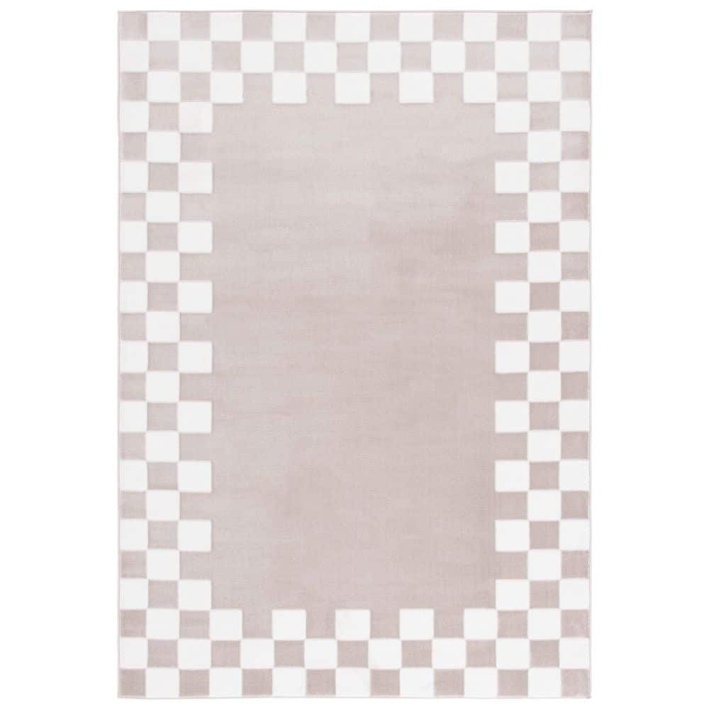 SAFAVIEH Groove 5 ft. x 8 ft. Beige/Ivory Checkered Border Area Rug ...