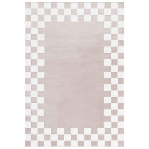 SAFAVIEH Groove 9 ft. x 12 ft. Beige/Ivory Checkered Border Area Rug ...