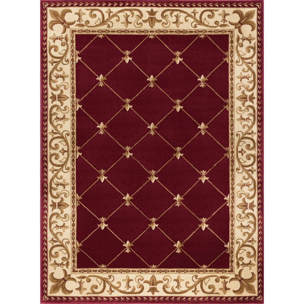 Tayse Rugs Sensation Border Red 5 ft. x 8 ft. Indoor Area Rug SNS4880 ...