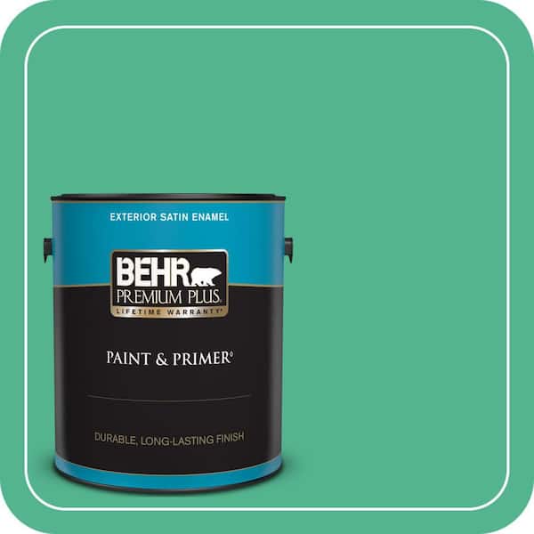 BEHR PREMIUM PLUS 1 gal. #MQ4-16 Aruba Green Satin Enamel Exterior ...