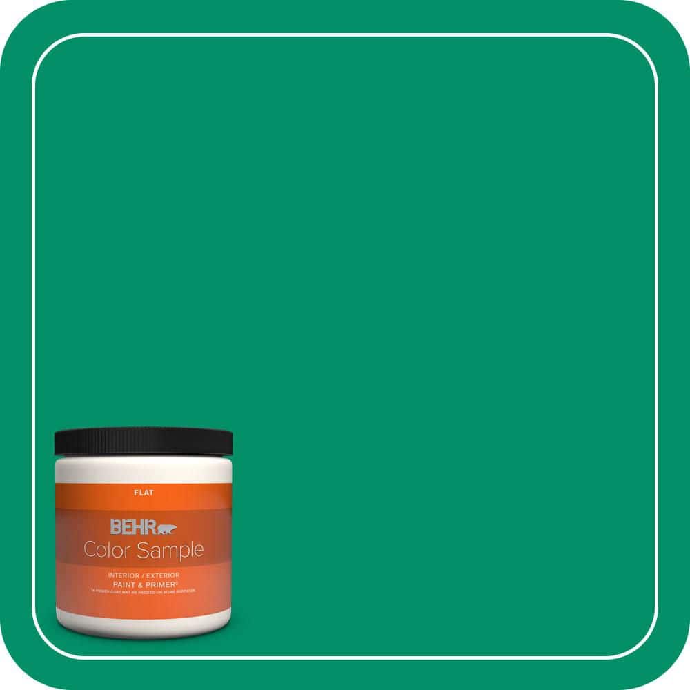 BEHR PREMIUM PLUS 8 oz. #MQ4-15 Balsam Flat Interior/Exterior Paint ...