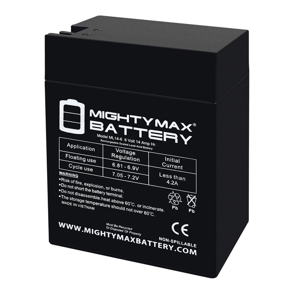 MIGHTY MAX BATTERY 6V 14Ah AGM Fast-on Terminal, Replacement Battery ...