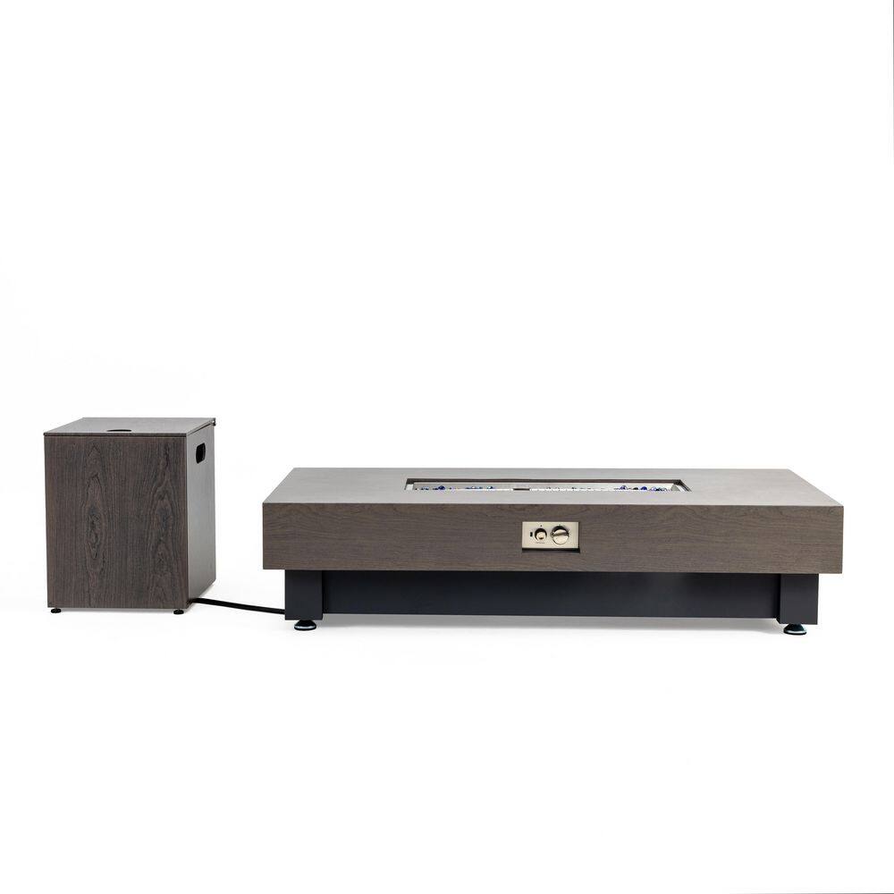 Ama pear Walnut 60 in. Metal 60000BTU Outdoor Gas Fire Pit Table with ...