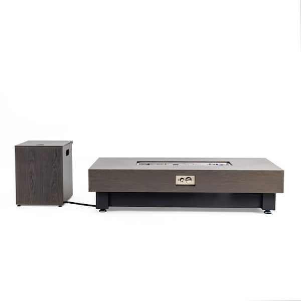 Ama pear Walnut 60 in. Metal 60000BTU Outdoor Gas Fire Pit Table with ...