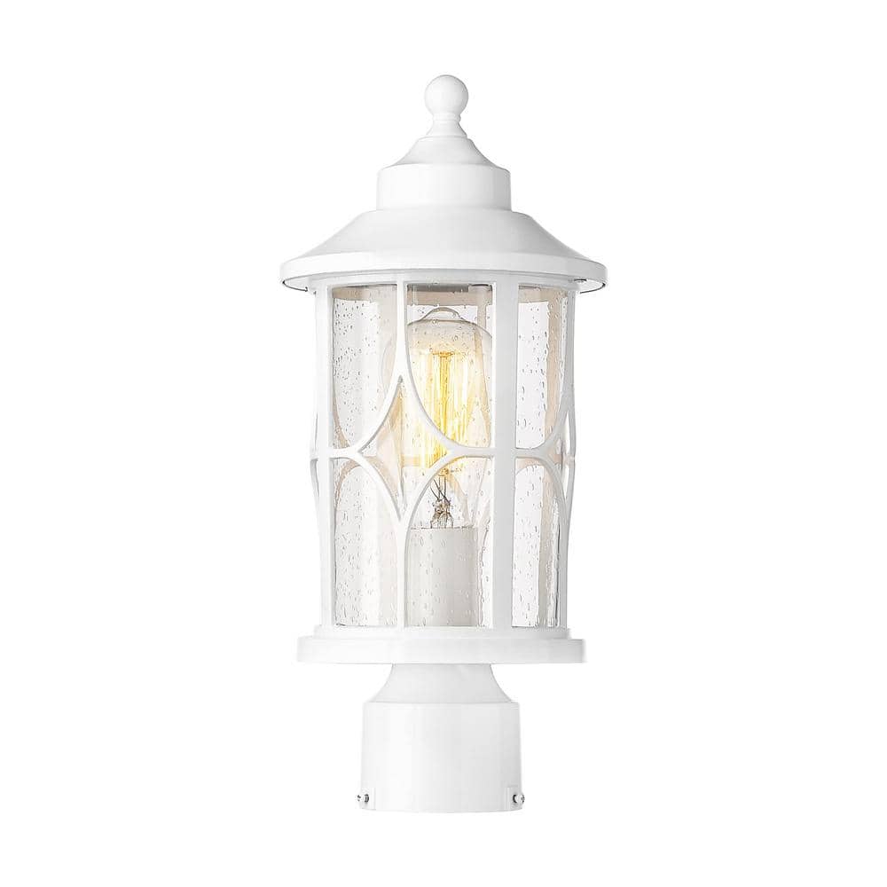 JAZAVA 1-Light White Aluminum Pole lamp Outdoor Hardwired Waterproof ...