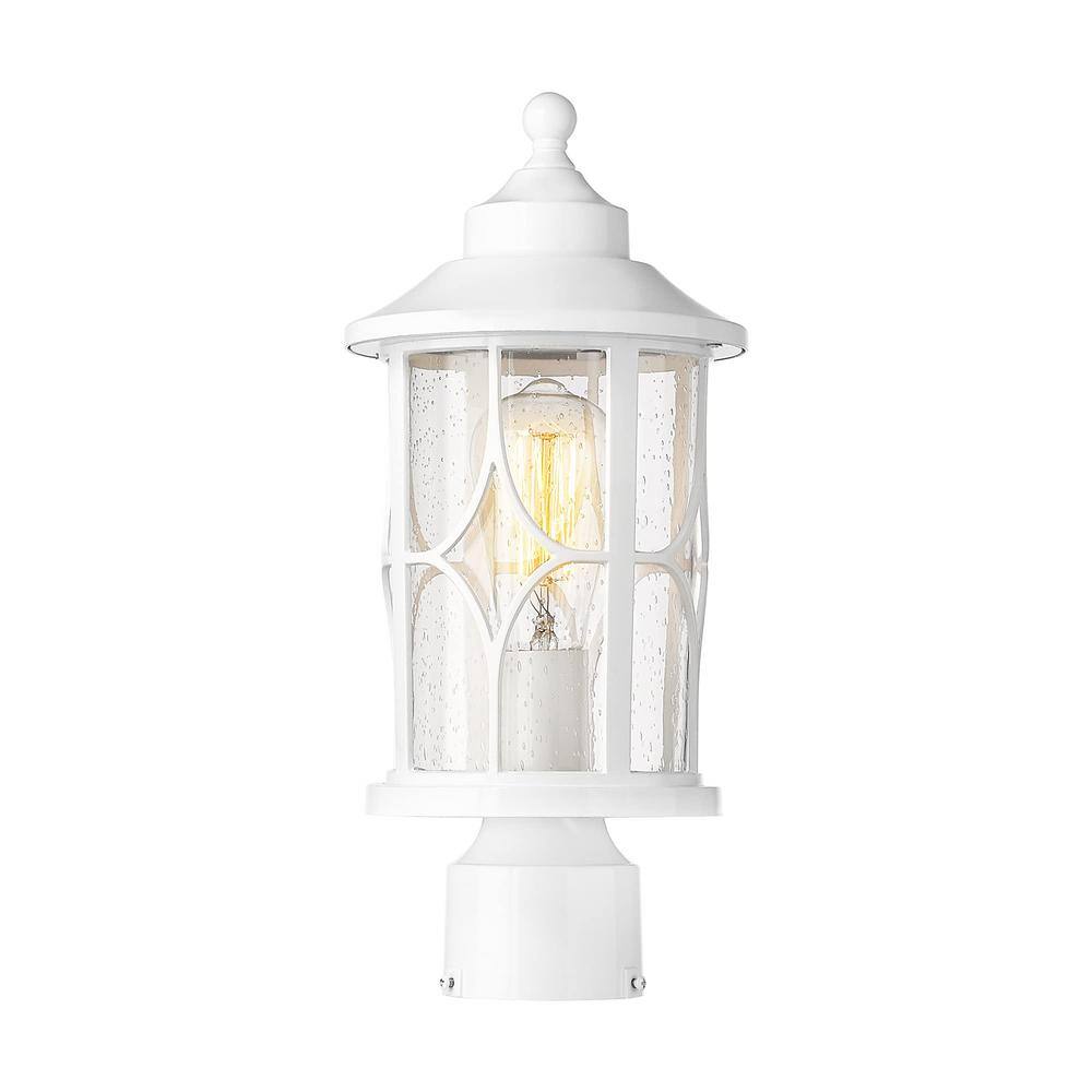 JAZAVA 1-Light White Aluminum Pole lamp Outdoor Hardwired Waterproof ...