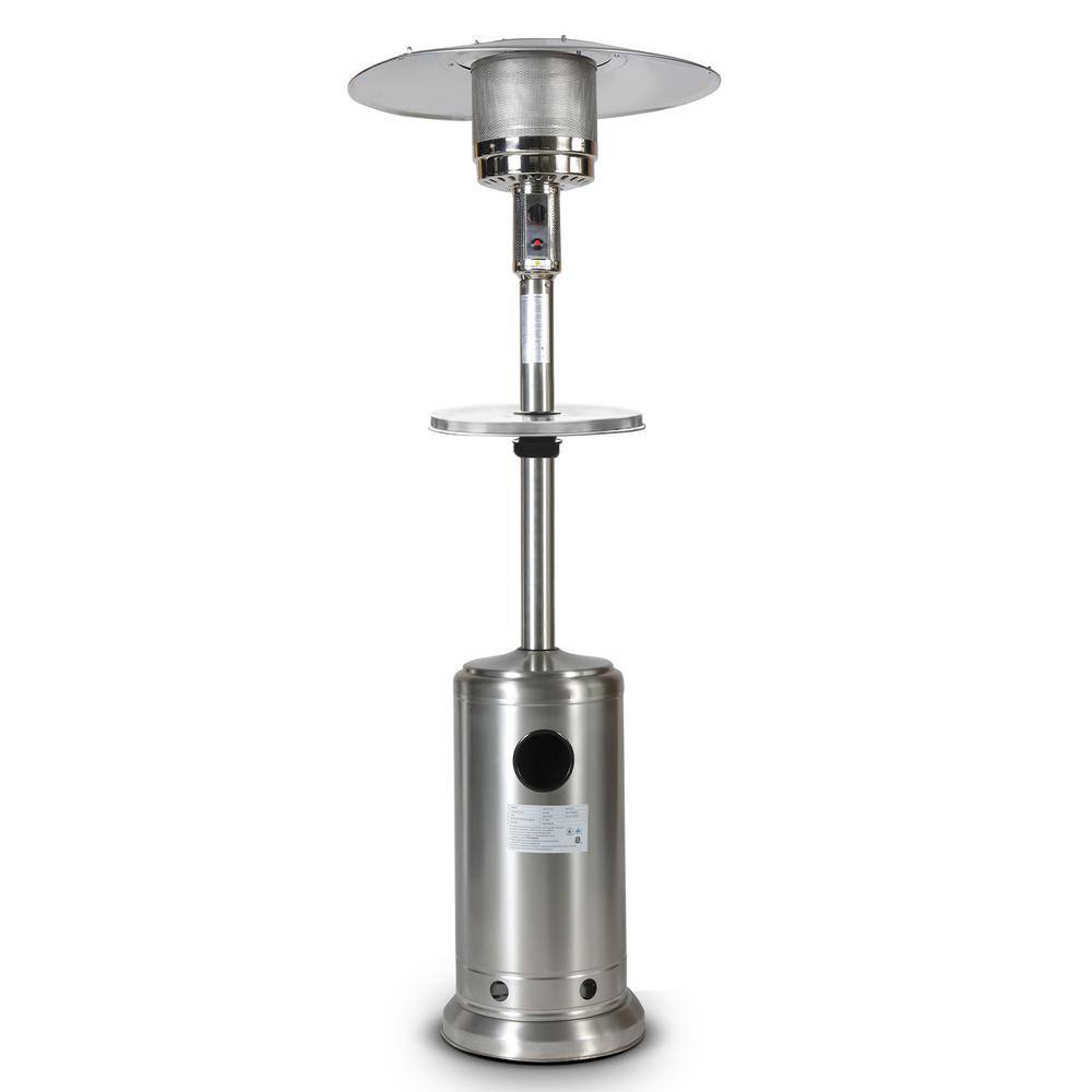 Tidoin 85 in. H Outdoor 46,000 BTU Patio Silver Heater with Wheels and ...