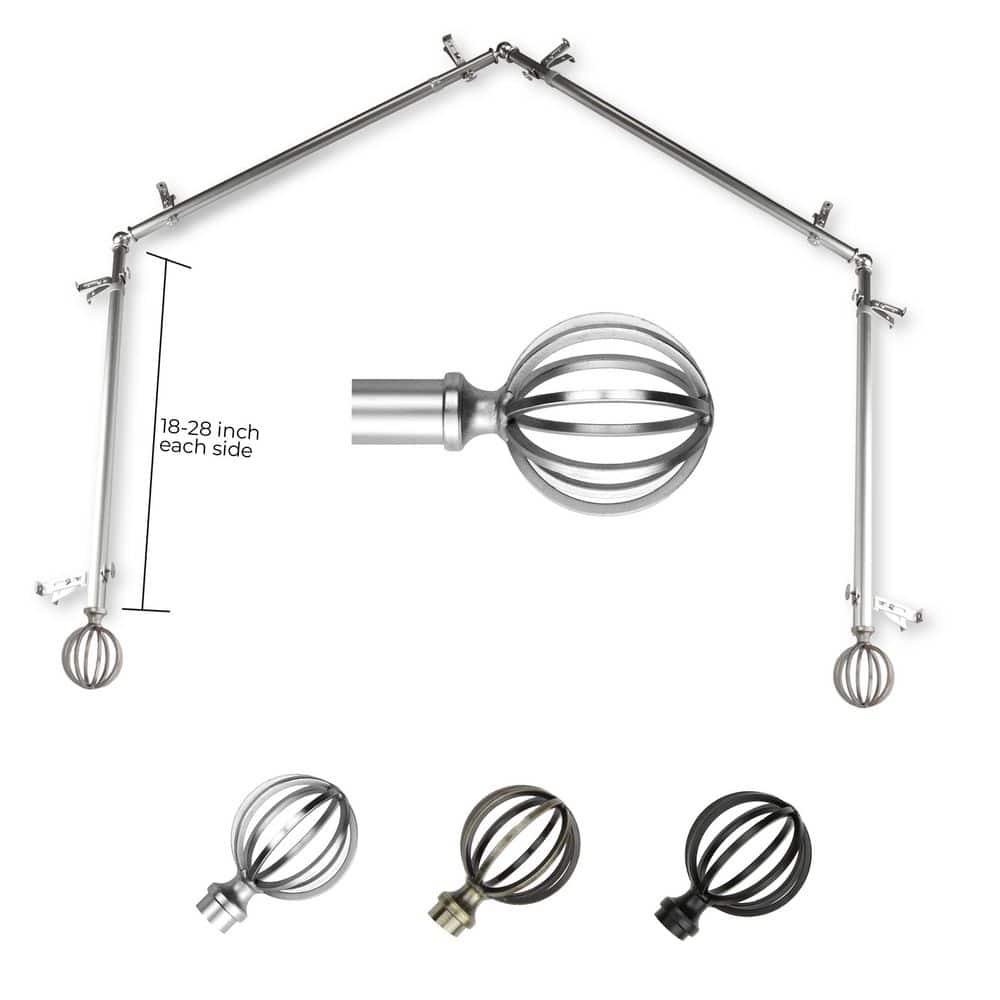 Rod Desyne 13/16" Cage 4-Sided Bay Window Curtain Rod (18-28 inch each ...