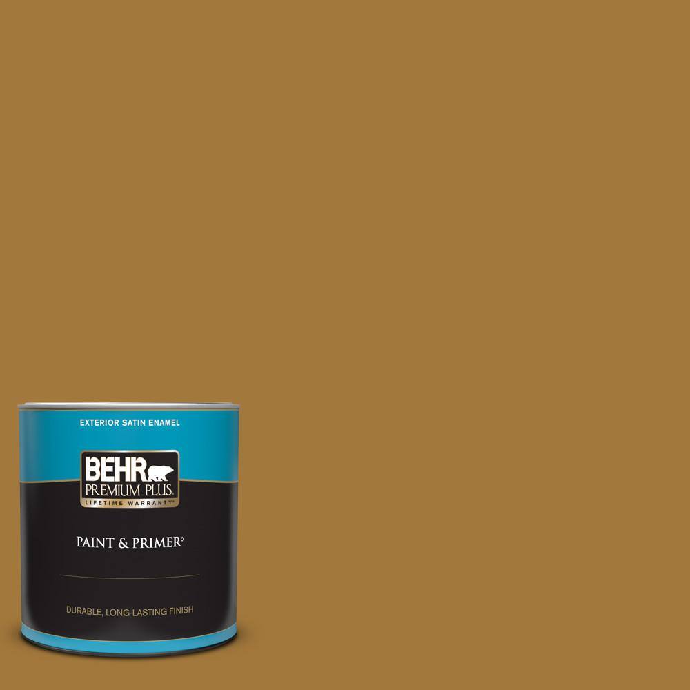 BEHR PREMIUM PLUS 1 qt. #320D-7 Victorian Gold Satin Enamel Exterior ...