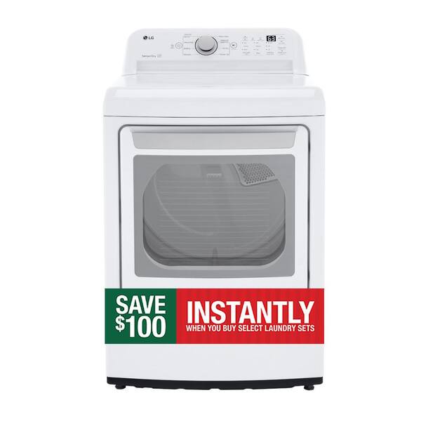 LG 7.3 Cu. Ft. Vented Electric Dryer in White with Sensor Dry ...