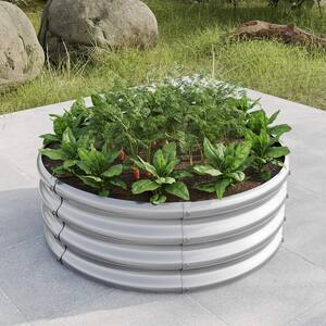 HOTEBIKE 47.24 in. Metal Patio Planter Round Raised Garden Bed, Outdoor ...