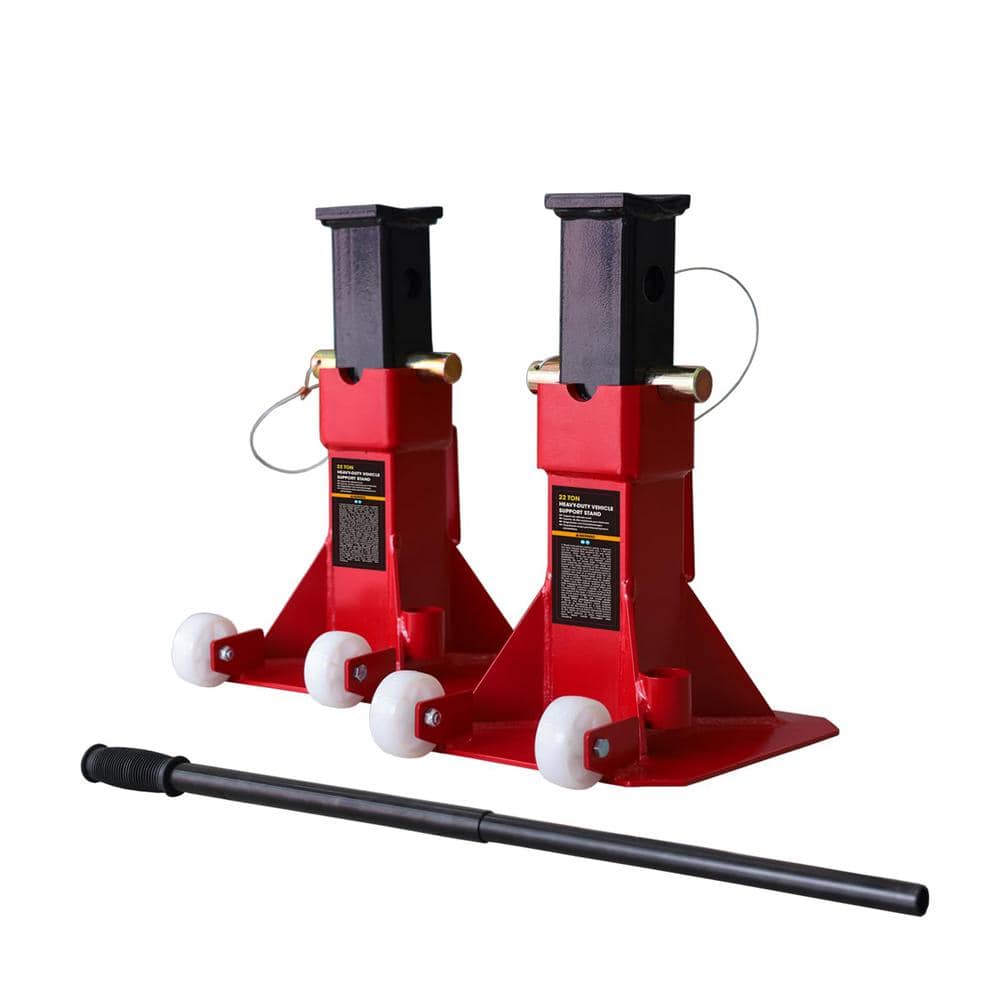 Big Red Heavy Duty Pin Style Jack Stand with 2 Casters and Handle for ...