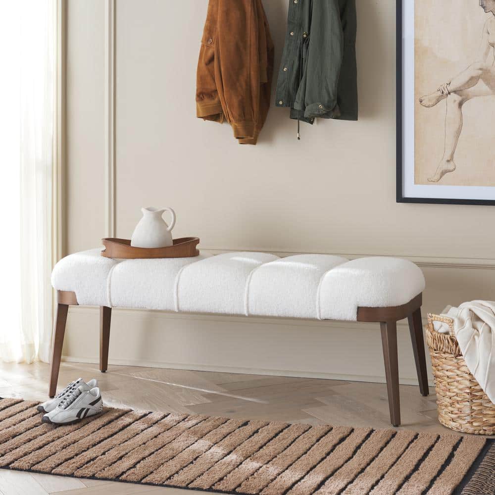 SAFAVIEH Maila Off White/ Copper Entryway Bench With Cushion 50 in ...