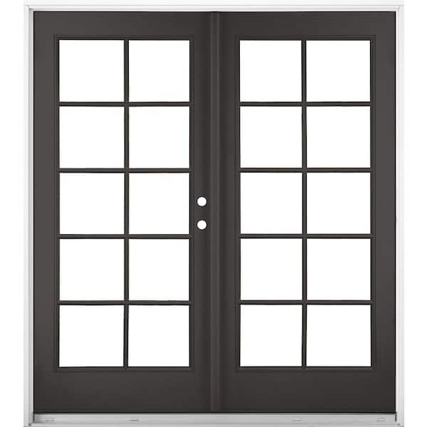 MP Doors 72 in. x 80 in. Black Left-Hand Inswing Fiberglass Full Lite ...