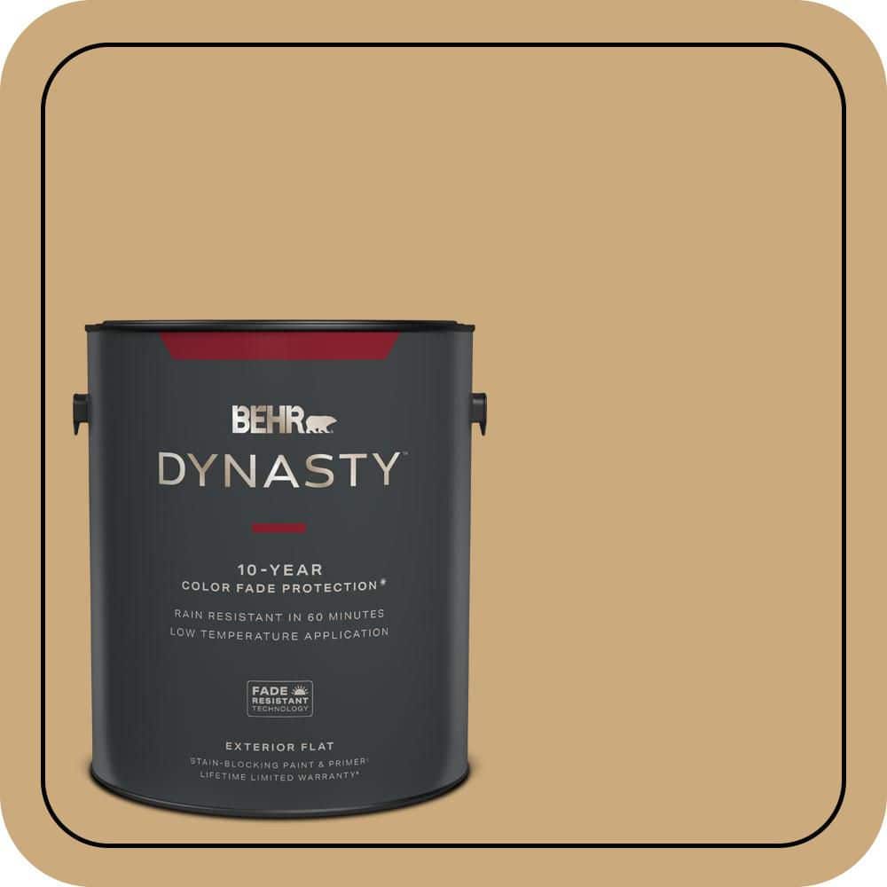 BEHR DYNASTY 1 gal. #S300-4 Flax Straw Flat Exterior Stain-Blocking ...