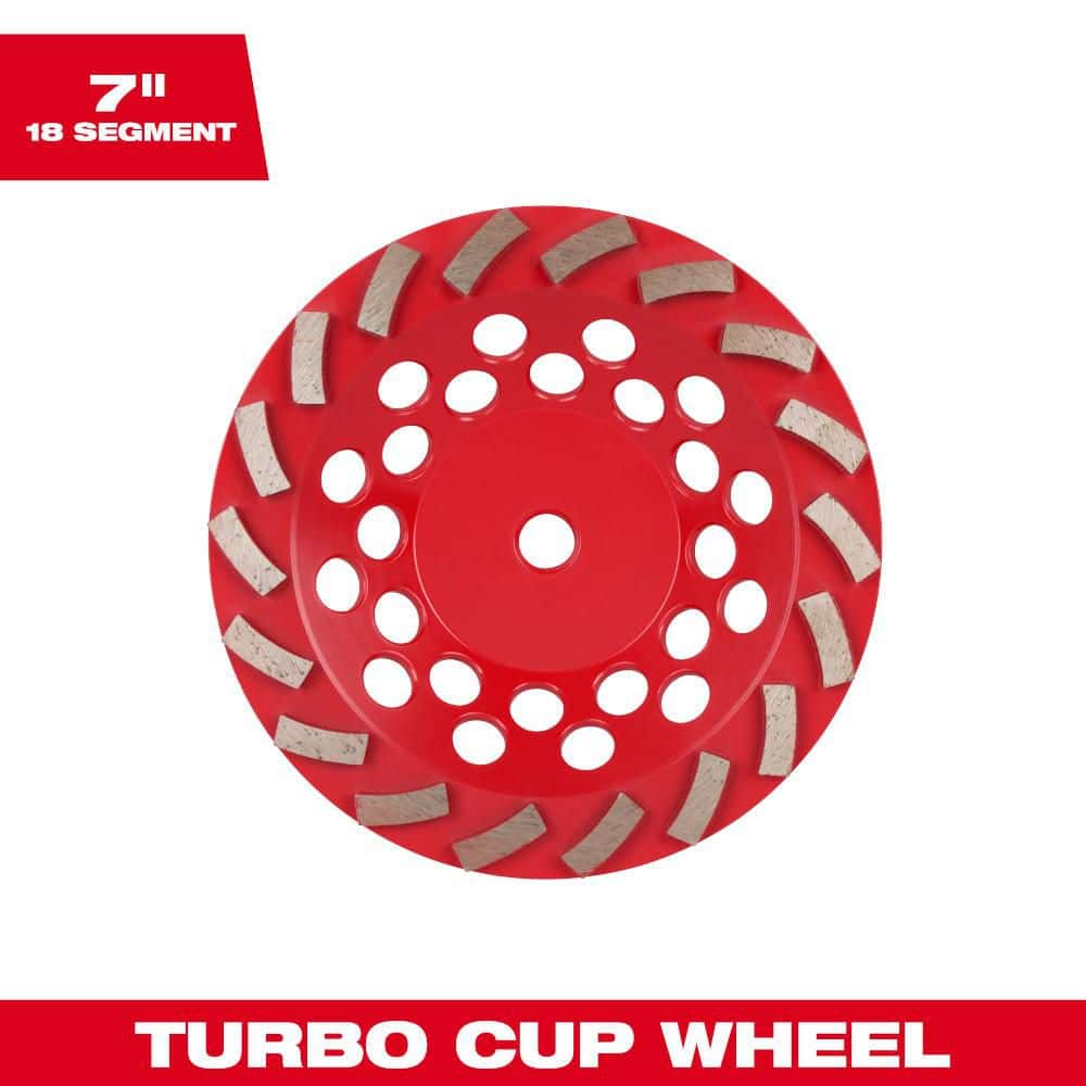 Milwaukee 7 in. DIAMOND MAX Segmented Turbo Diamond Cup Wheel 49-93-7795 - The Home Depot