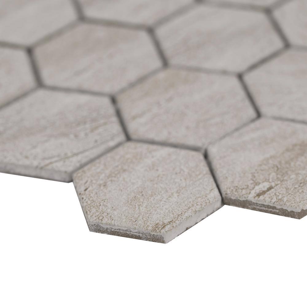 Buy Nyon Gray Hexagon 12 in. x 12 in. Matte Porcelain Mesh-Mounted ...