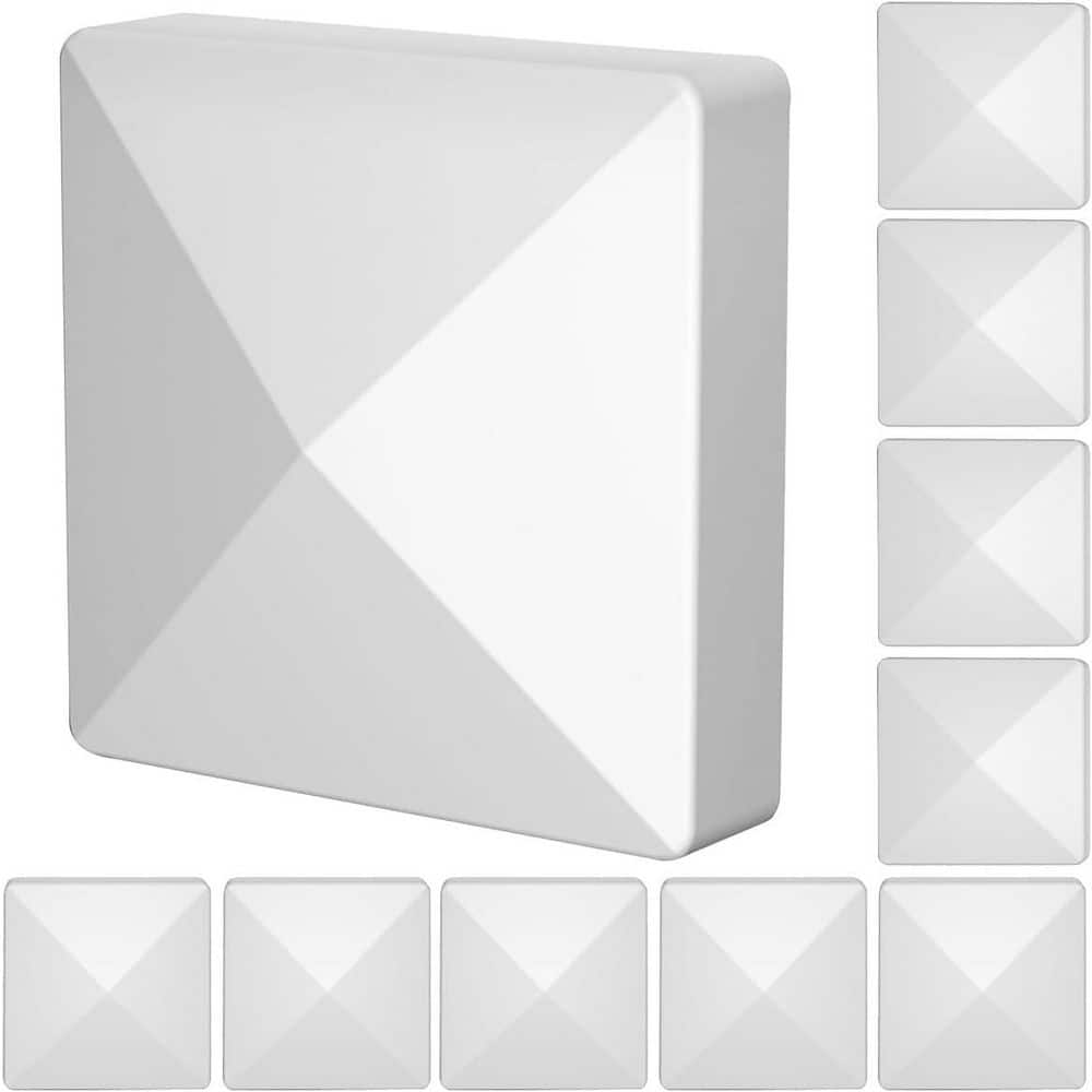 Afoxsos 4 x 4 in. White Vinyl Fence Post Caps Decorative Pyramid Cover ...
