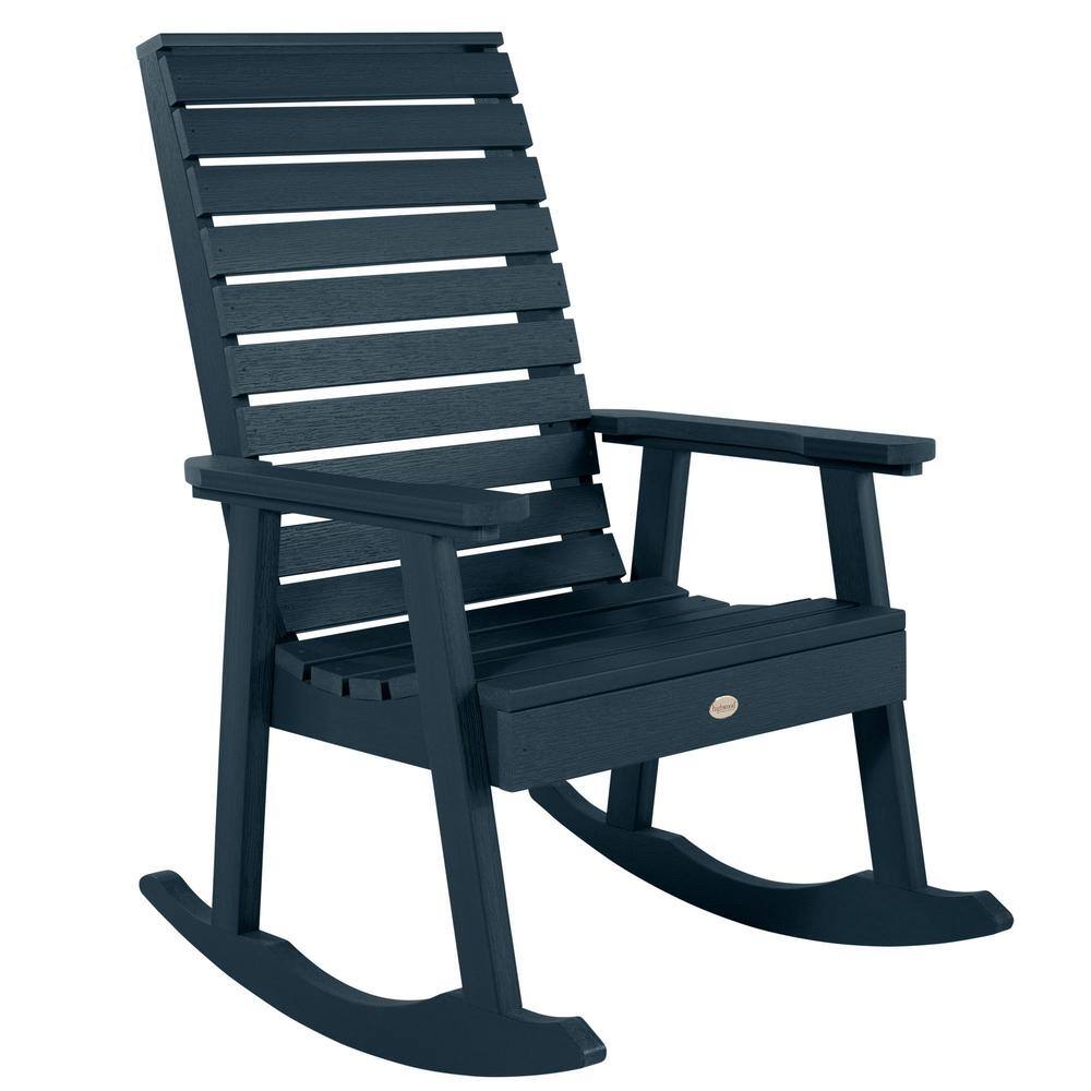 Highwood Weatherly Federal Blue Recycled Plastic Outdoor Rocking Chair ...