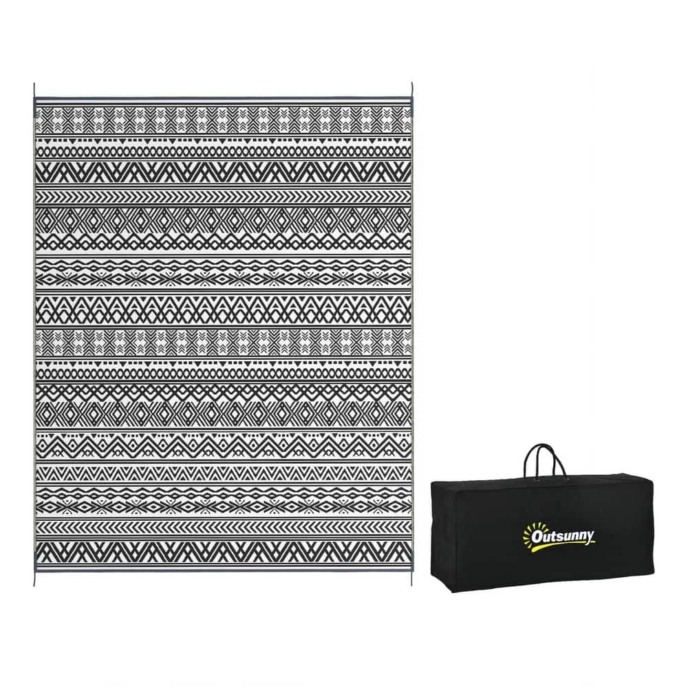 Siavonce 95.75 in. x 120 in. Reversible Outdoor Rug, Waterproof Plastic ...