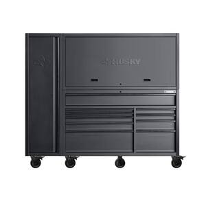 Husky 61 in. W x 26 in. D Heavy Duty 10-Drawer 1-Door Mobile Workbench ...