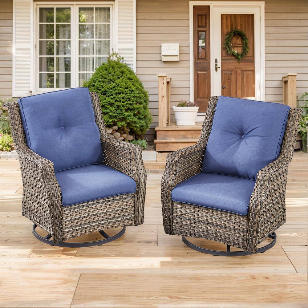 Opohoro TidyFoot Metal and Gray Wicker Outdoor Rocking Chair Swivel ...
