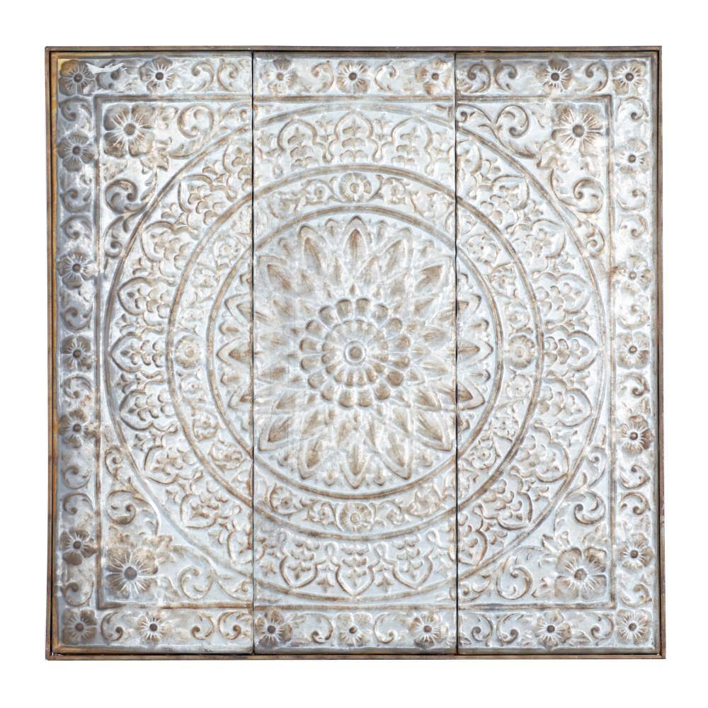 Litton Lane Metal Gray Scroll Wall Decor with Embossed Details 55508 ...