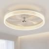 FANNEHONNE 20 in. Integrated LED Indoor White Flush Mount Ceiling Fan ...