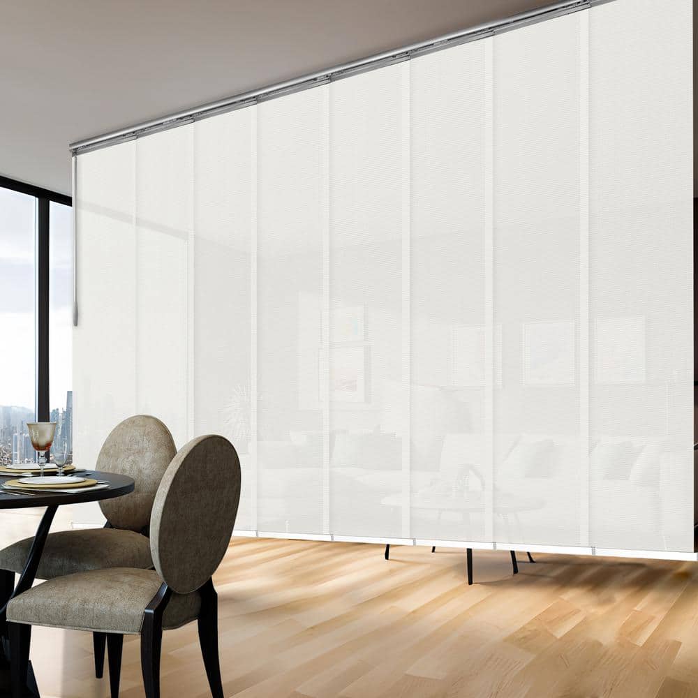 EMOH Dove 130 in.- 175 in. W x 94 in. L Adjustable 8-Panel White Double ...