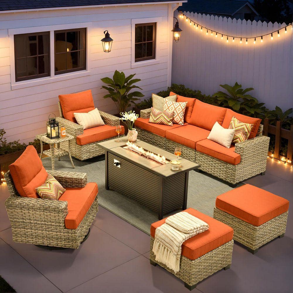Toject Torino Gray 9-Piece Wicker Outdoor Patio Conversation Deep Sofa ...