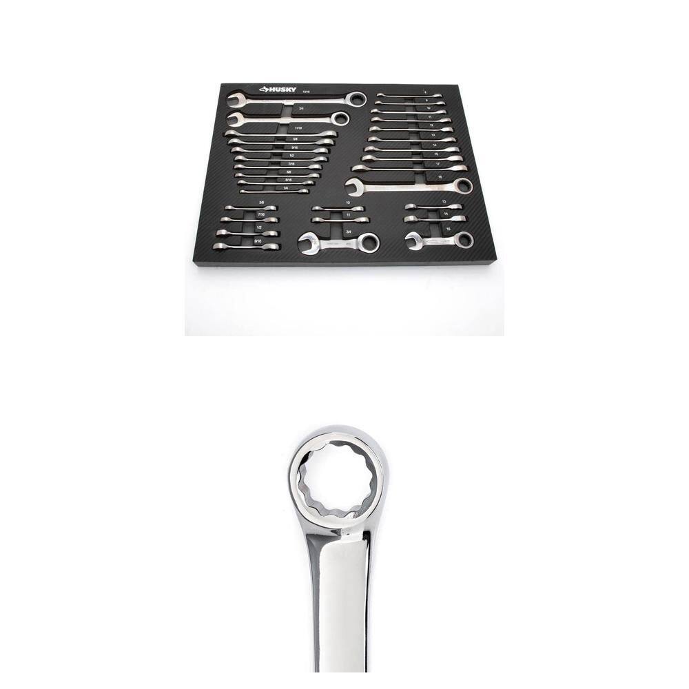 Husky SAE and Metric Ratcheting Wrench Set (30-Piece) and Mechanics ...