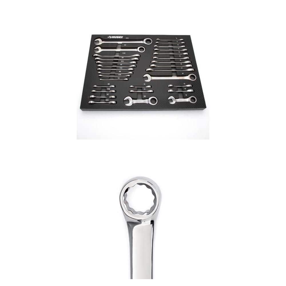 Husky SAE and Metric Ratcheting Wrench Set (30-Piece) and Mechanics ...