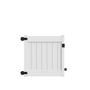Weatherables 4 ft. W x 4 ft. H 3-Rail White Vinyl Fence Gate EZ Pack ...