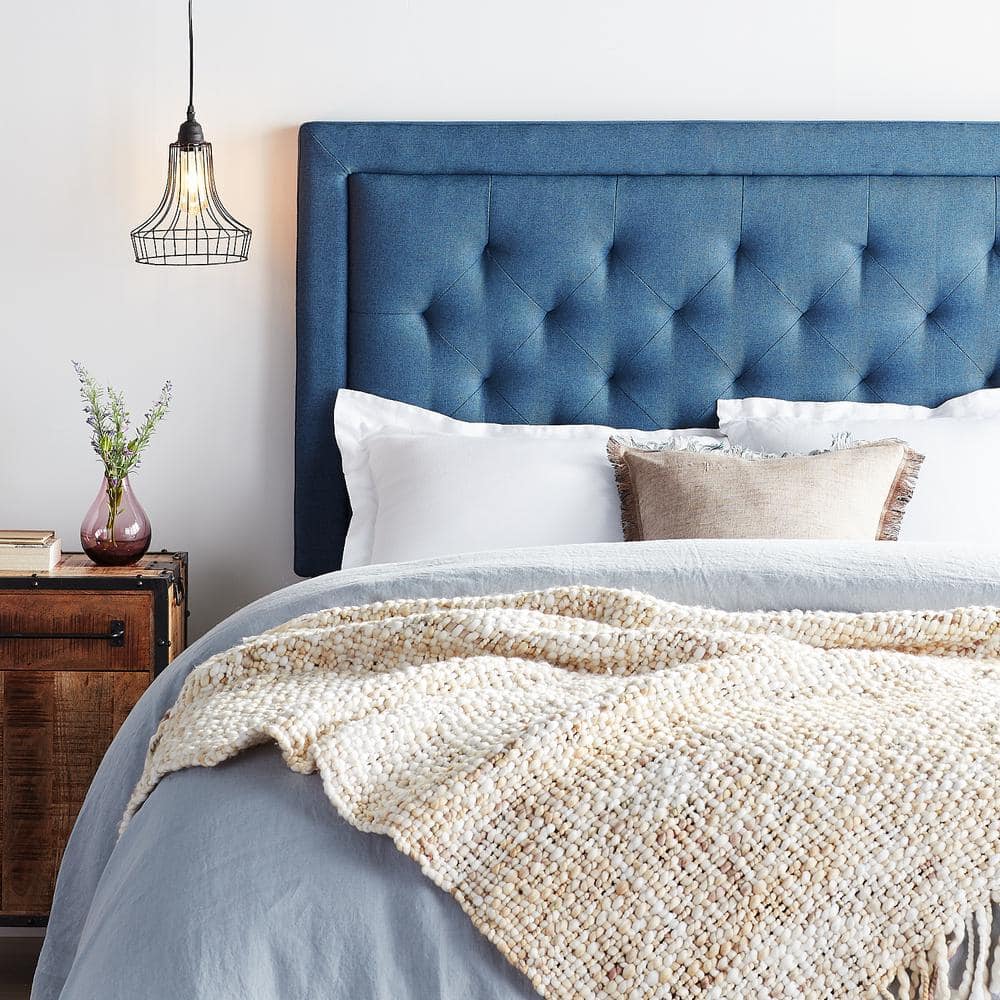 Brookside Navy Upholstered Full/Full XL Headboard with Diamond Tufting ...