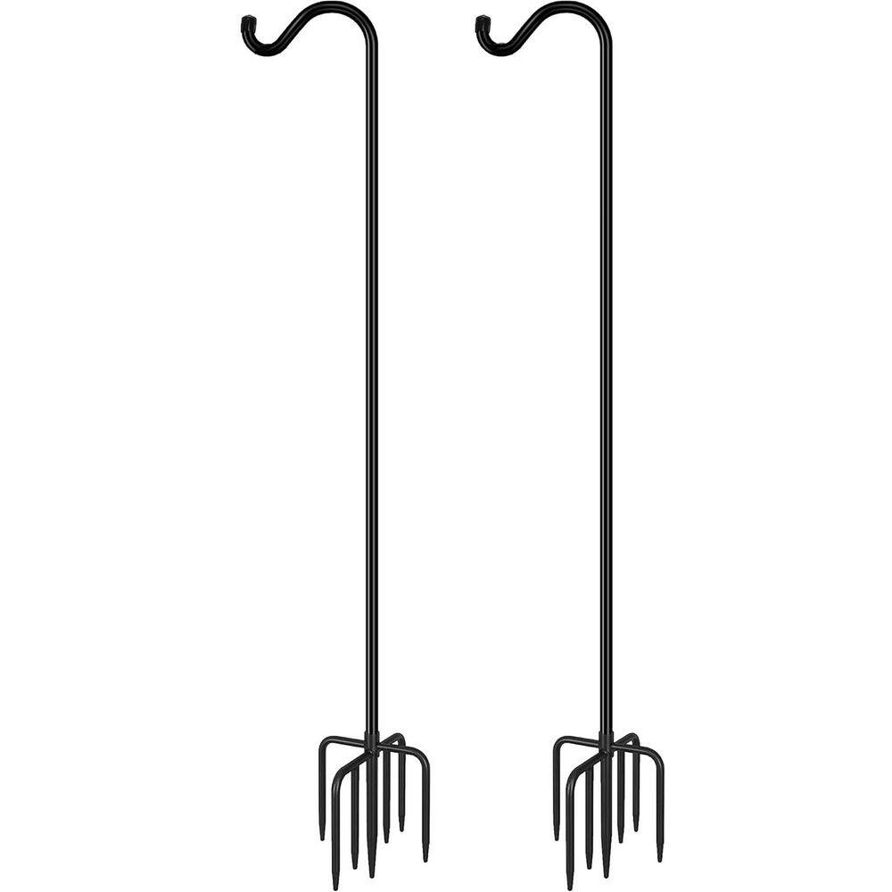 FAWEY TRED INC 76 in. Black Metal Shepard's Hooks for Outdoor Bird ...