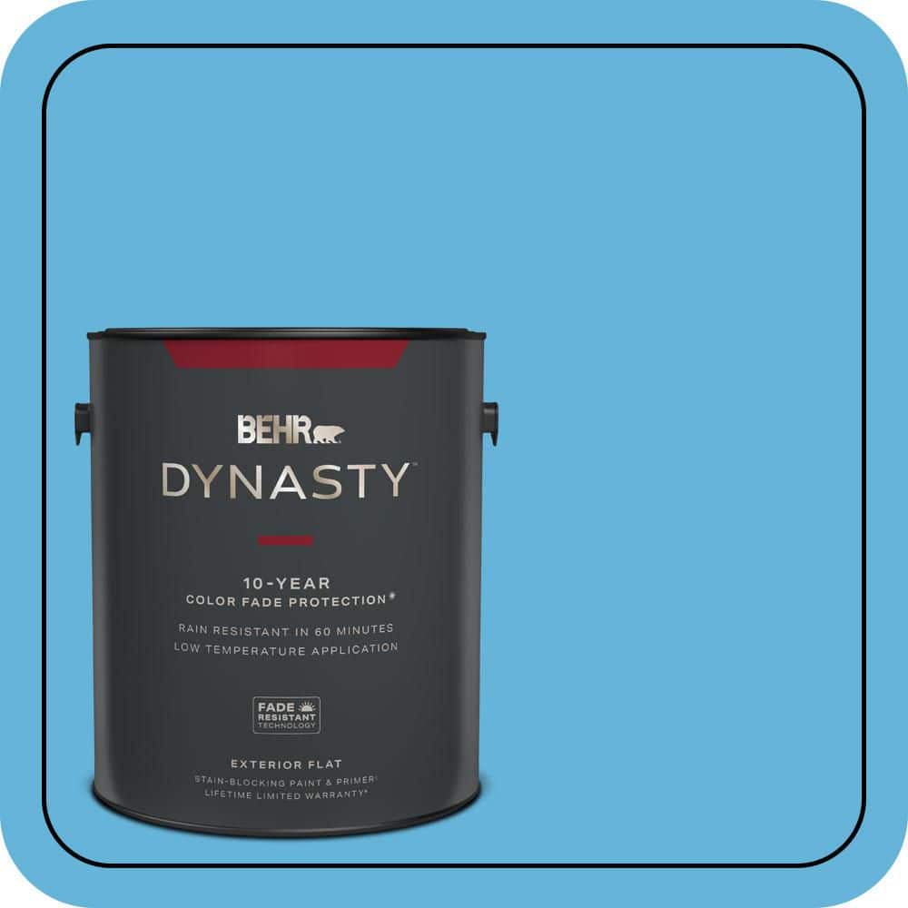 BEHR DYNASTY 1 gal. #540B-5 Riviera Blue Flat Exterior Stain-Blocking ...