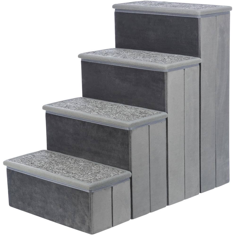TRIXIE Velour Foldable 4-Step Pet Stairs with Storage 39437 - The Home ...