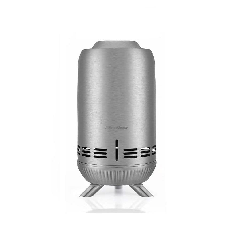 EchoSmile 5.9 in. Silver Stainless Steel Wood Outdoor Portable Tabletop ...