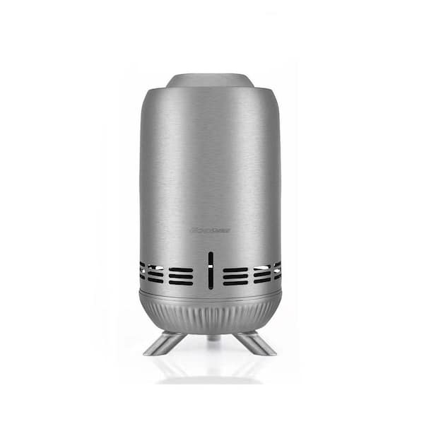 EchoSmile 5.9 in. Silver Stainless Steel Wood Outdoor Portable Tabletop ...