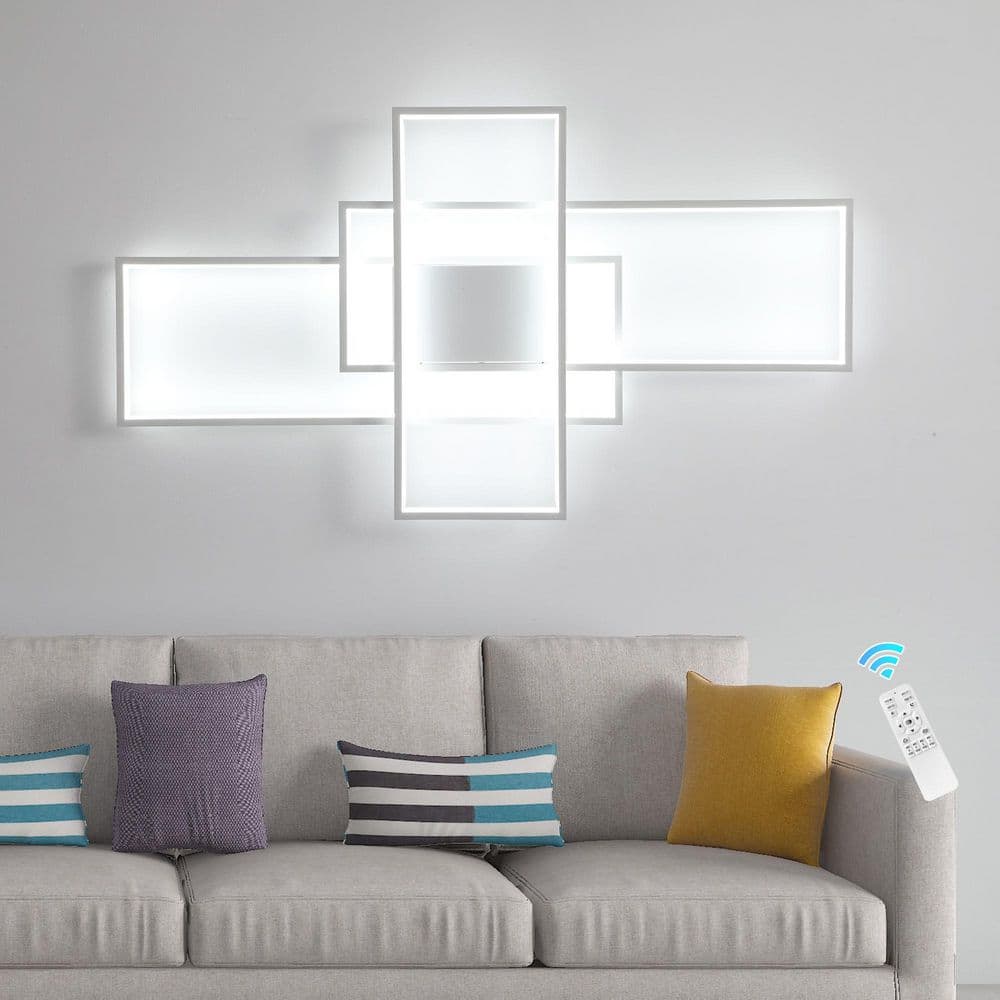 Genoci 3 Lights Modern Rectangle White Dimmable LED Wall Sconce with ...