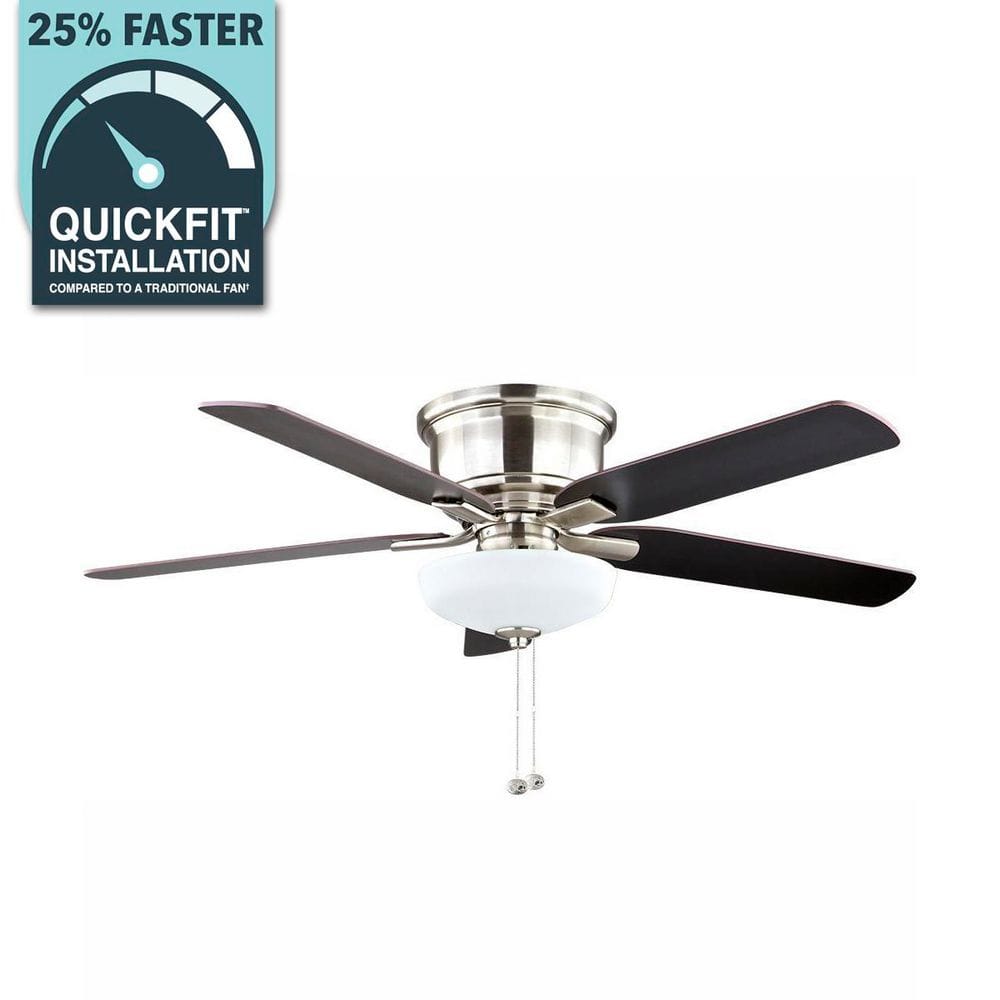 Hampton Bay Holly Springs Low Profile 52 in. LED Indoor Brushed Nickel ...